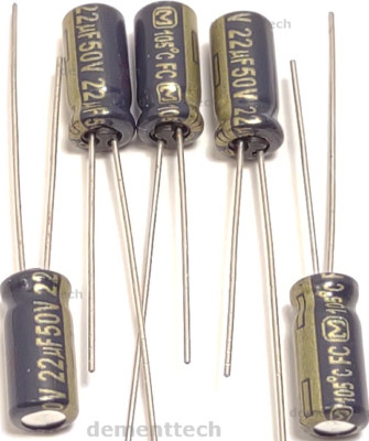 5x 22uF 50V Panasonic FC radial Capacitors caps 105C 5mm 5x11 High ...