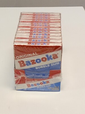 Full Box 12 Packets Bazooka Mini Wallet Pack Original Flavour Bubblegum ...