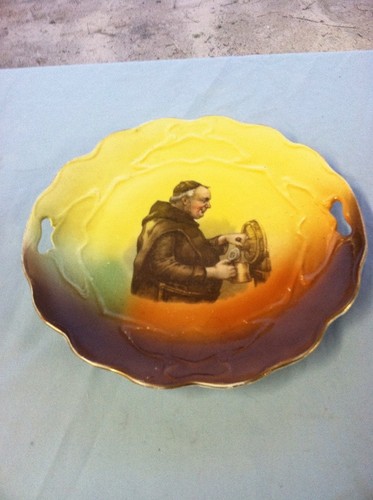 Vintage Porcelain Plate With Drinking Monk | eBay
