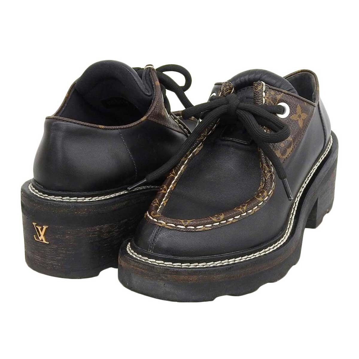 Louis Vuitton LV Bobur Line Loafers Monogram Black Go… - Gem