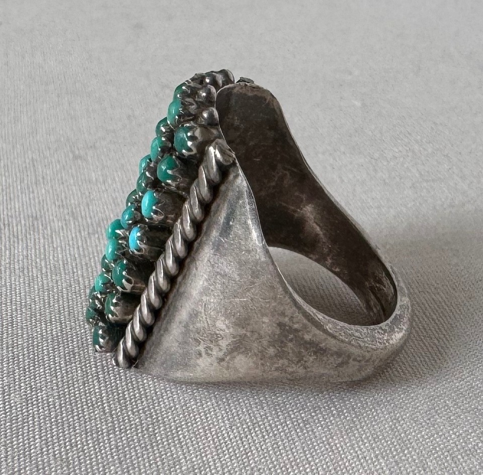 Zuni Pete & Vivian HALOO Sterling Silver & Snake Eye Turquoise Ring Sz ...