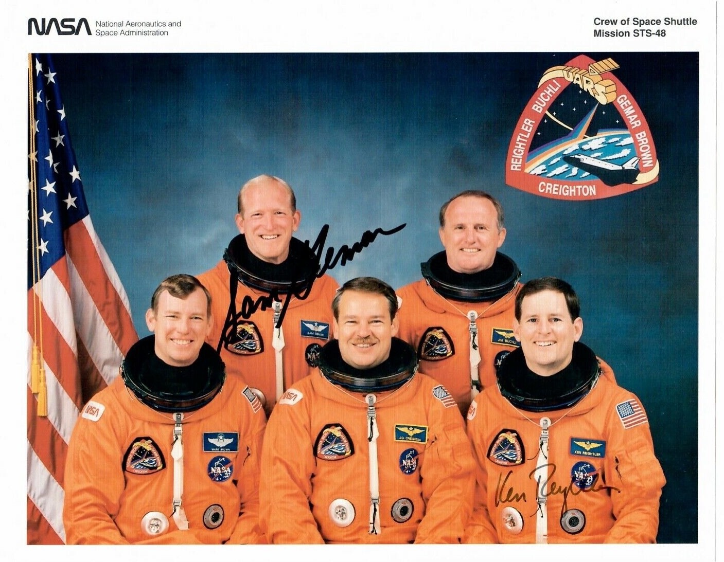 Astronaut Sam Gemar Signed STS-48 Crew Lithograph | eBay