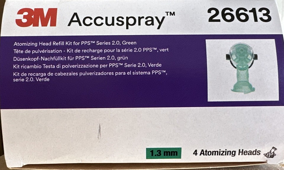 3M 26613 1.3MM Accuspray 2.0 PPS Atomizing Heads Green Spray Gun Tips-4 ...