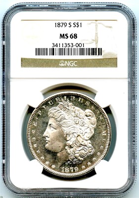 1879-S Morgan Silver Dollar NGC MS-68, Spectacular White Cartwheel ...