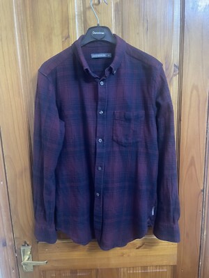 French connection Men’s Checked Burgundy Shirt Medium | eBay UK