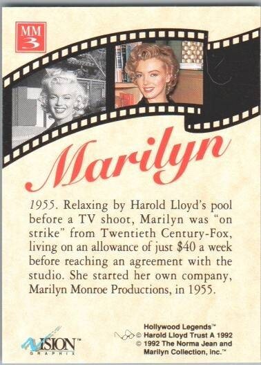 Marilyn Monroe 1992 Vision Graphix Hollywood Legends: Hologram Card # ...