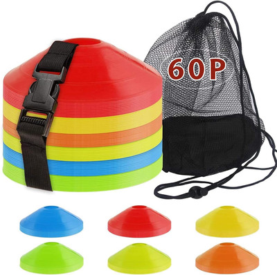 60PCS Soccer Cones with Strap Carry Bag Agility Disc Cones Soccer ...