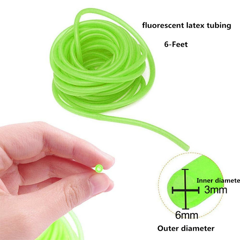 6 Feet Glow Fluorescent Colors Latex tubing Lure Fishing Hook Tube jig ...
