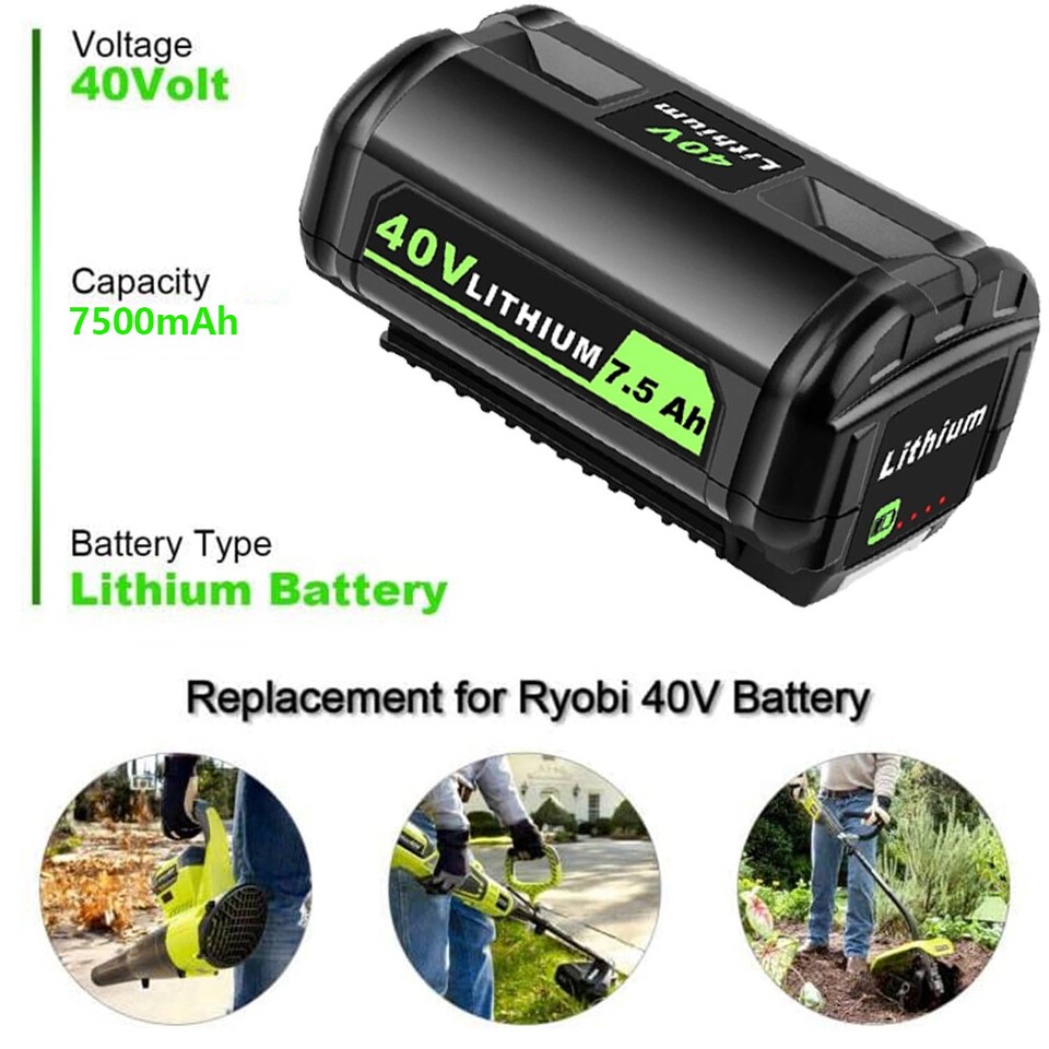 40V 7.5Ah Lithium Battery For Ryobi OP4050 OP4030 OP4026 OP4040 RY40430 ...