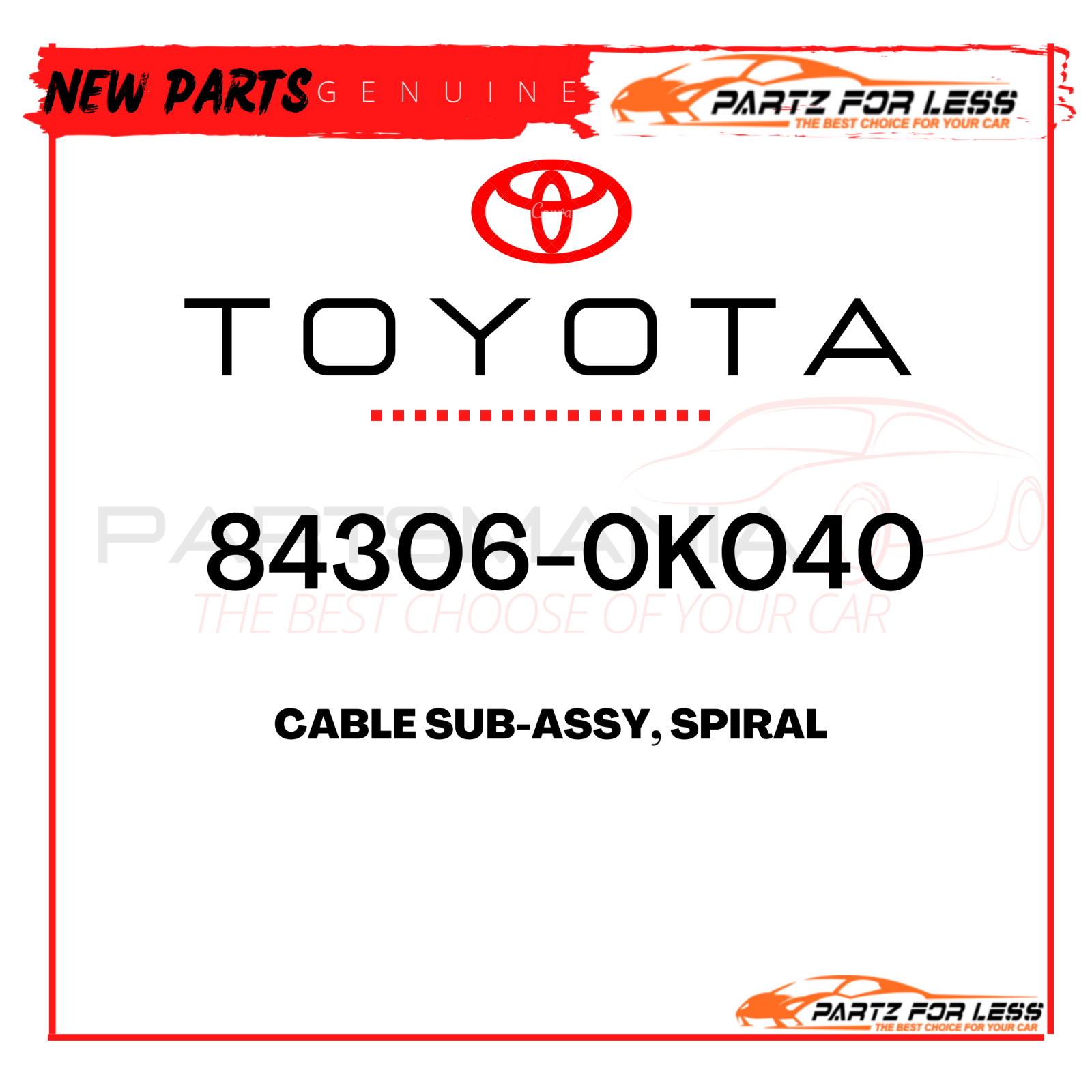 84306-0K040 TOYOTA GENUINE CABLE SUB-ASSY SPIRAL 843060K040 NEW OEM | eBay
