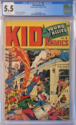 1945 Kid Komics 8 CGC 5.5 Young Allies Timely Comics Alex Schomburg ...