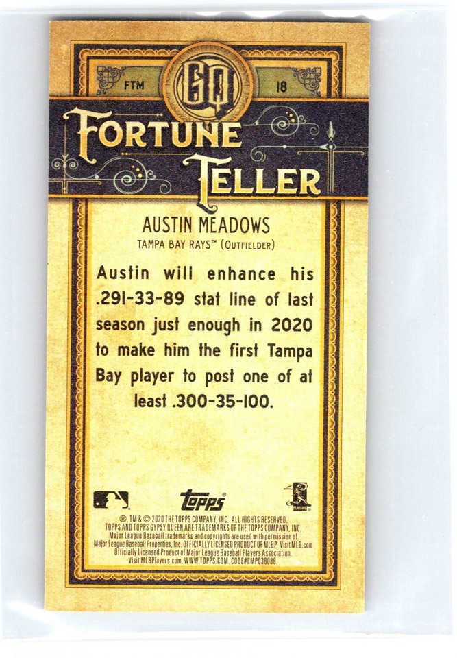 Austin Meadows 2020 Topps Gypsy Queen #FTM-18 Fortune Teller Minis | eBay
