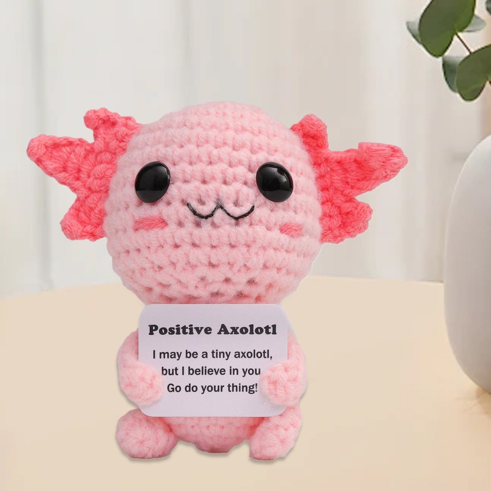 Positive Axolotl Emotional Supporting Plush Funny Knitted Inspiring ...