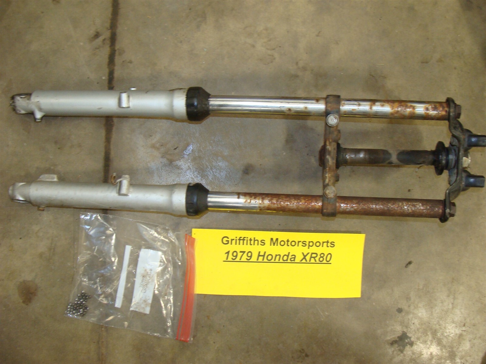 1979 HONDA XR80 front forks legs shocks triple tree clamp bearings ...