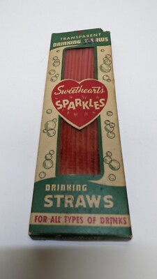 Vintage Sweetheart Sparkles Transparent Drinking Straws Orig Box ...