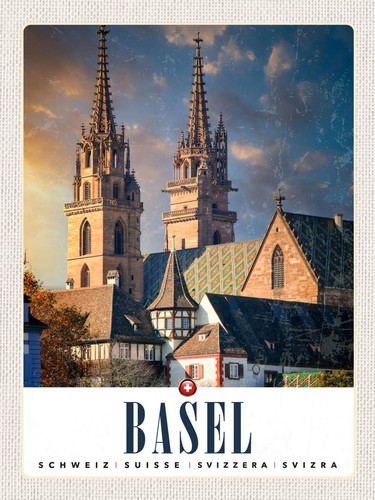 Ontrada Blechschild 30x40cm gewölbt Basel Schweiz Kirche Architekur ...