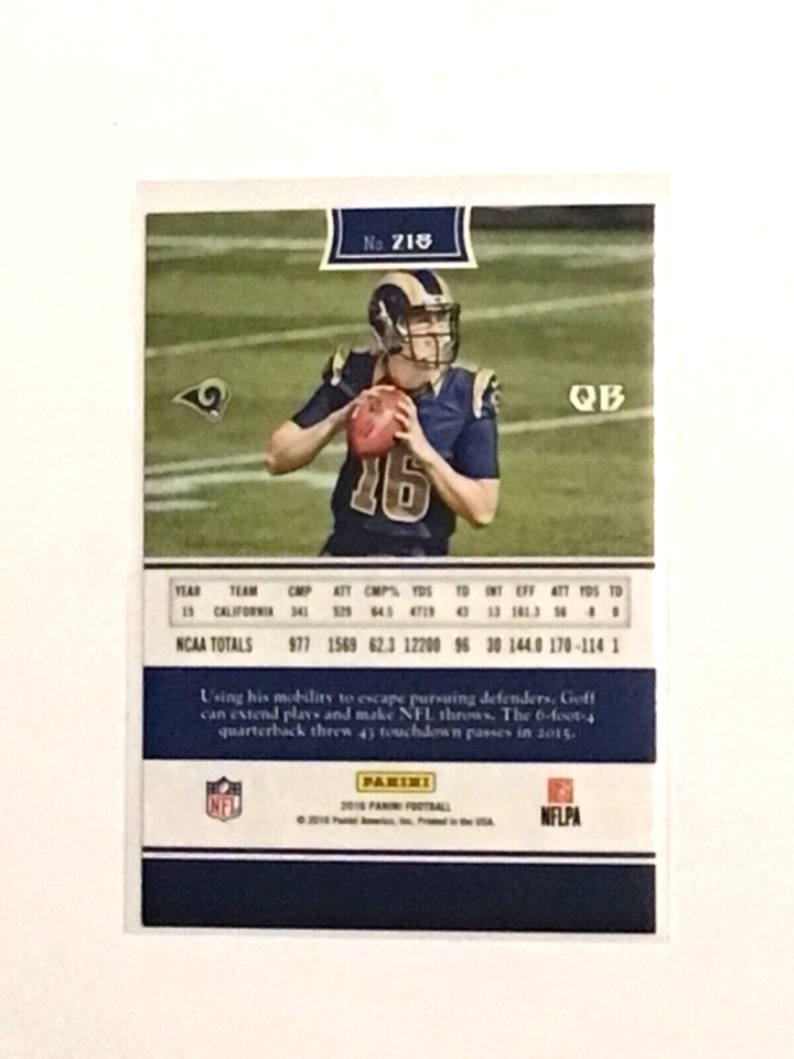 2016 Panini - Jared Goff Rookie Card No.218 | eBay