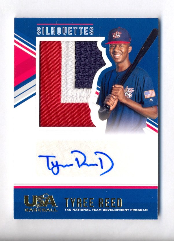 TYREE REED 2018 PANINI USA BASEBALL SILHOUETTES 3 COLOR PATCH AUTO RC ...