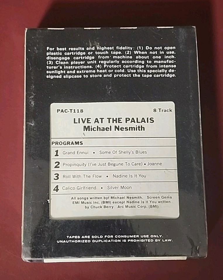 Michael Nesmith- Live At The Palais- 8 Track Tape- Monkees- Factory ...