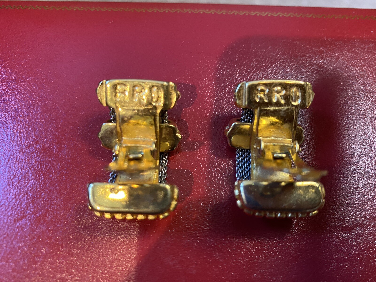 Signed Vintage Ron Rizzo Silver Mesh & Gold Tone Clip… - Gem