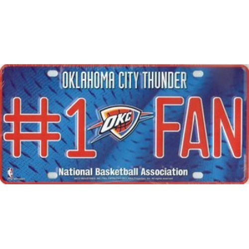 OKLAHOMA CITY THUNDER LOGO NUMBER ONE FAN NBA BASKETBALL LICENSE PLATE ...