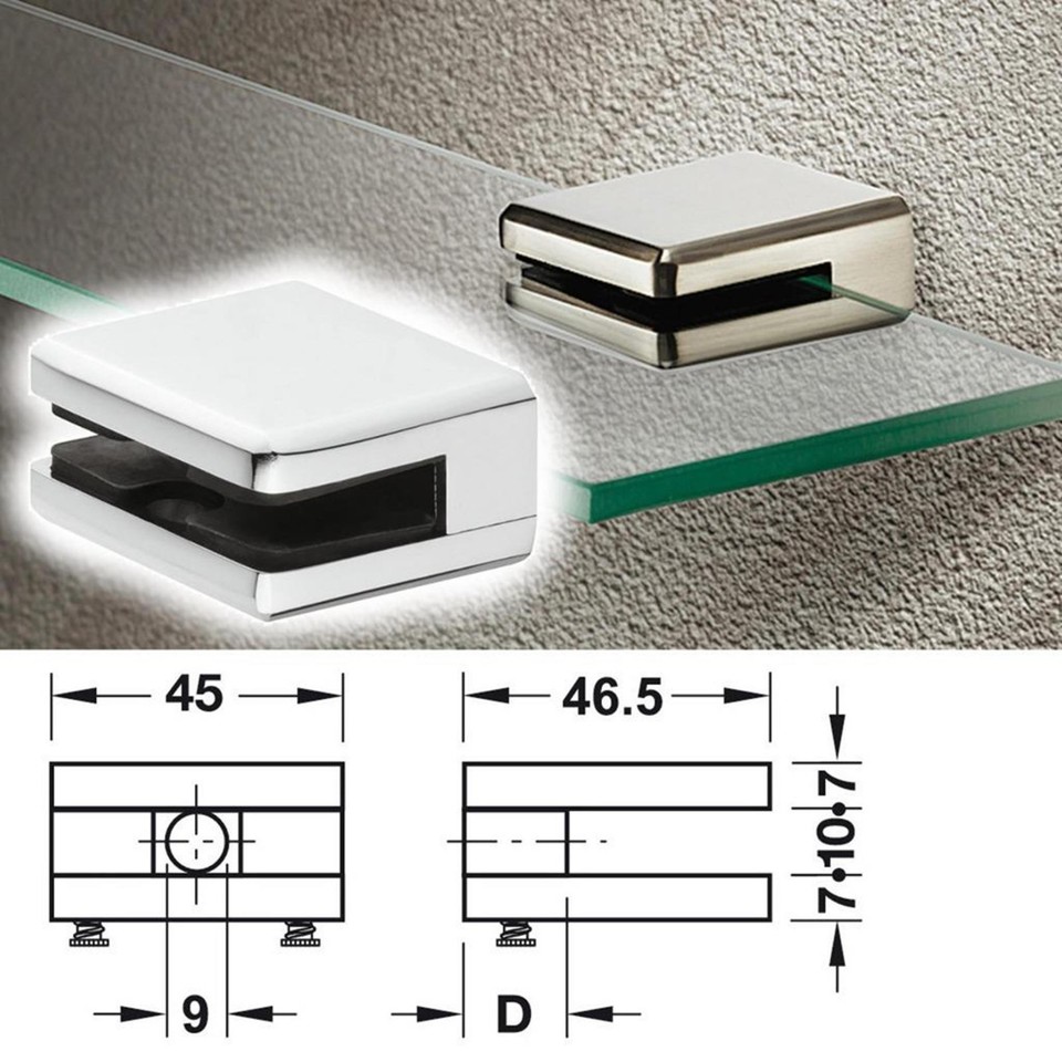 Hafele Shelf Support Polished Chrome Brackets Clamps For Glass & Wooden ...