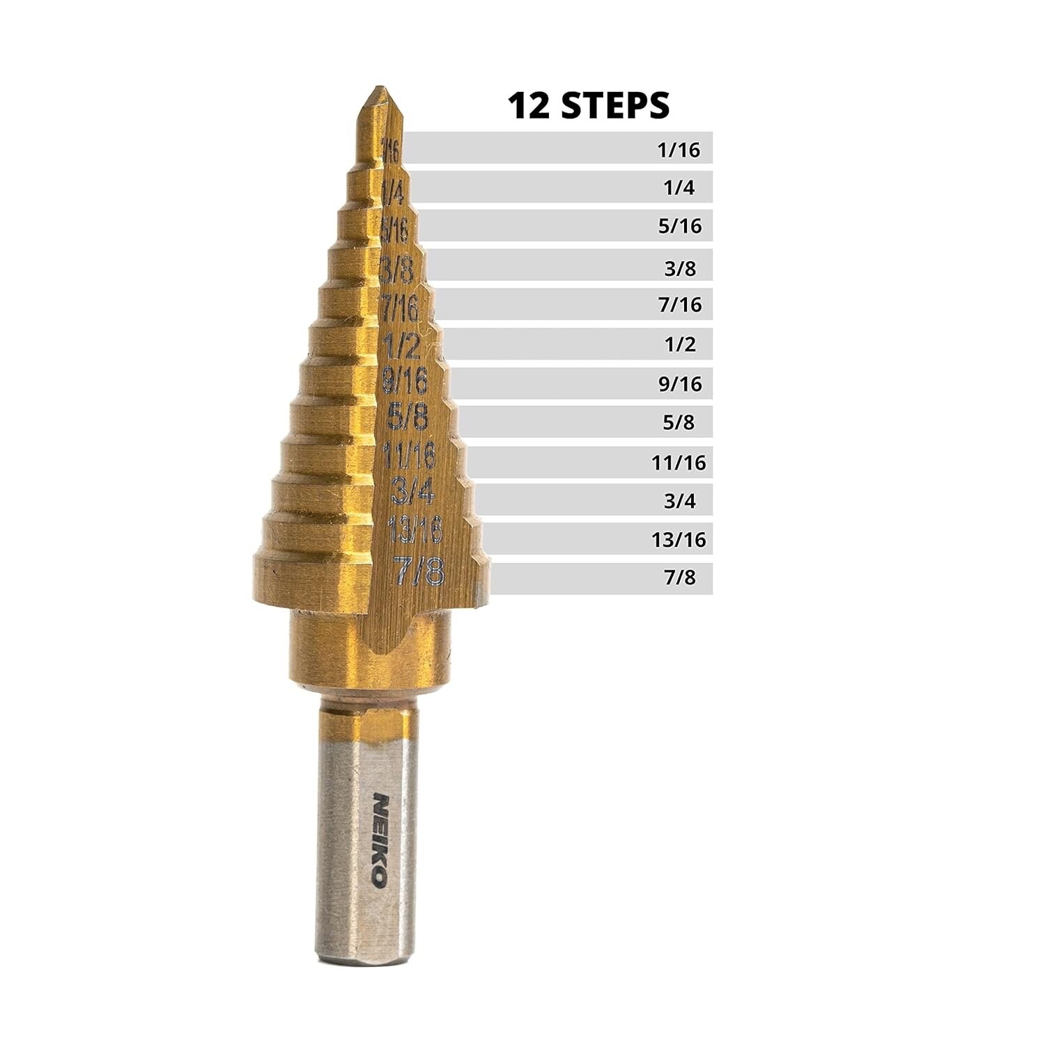 NEIKO 10185A Titanium Step Drill Bit, High-Speed Alloy-Steel Bit, Hole ...