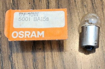 NOS Vintage OSRAM 5001 BA15s Bulb 6V 10W Single Filament Moped ...