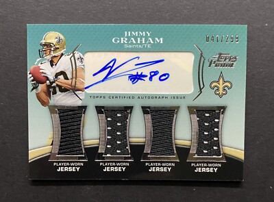 2010 Topps Prime Jimmy Graham Rookie Autograph Quad Jersey Patch #d ...