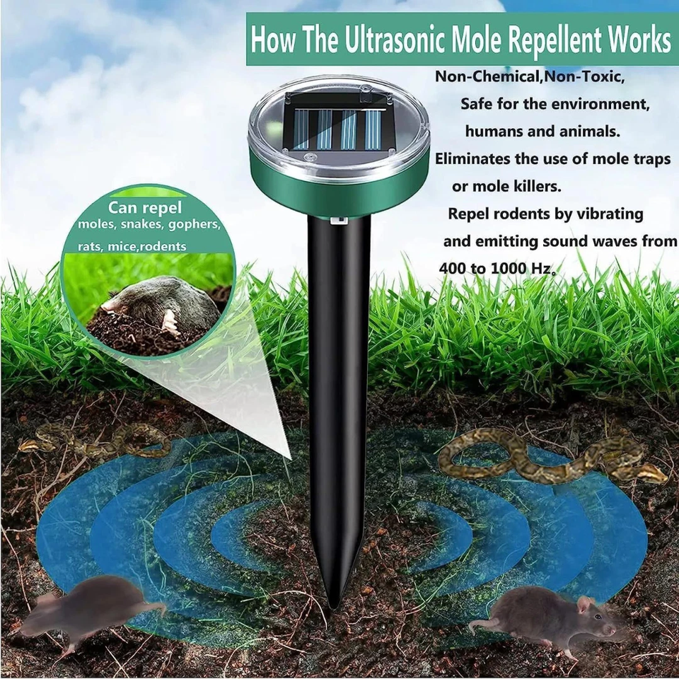 Ultrasonic Solar mouse Repellent Fox Pest Scarer Deterrent Repeller For ...