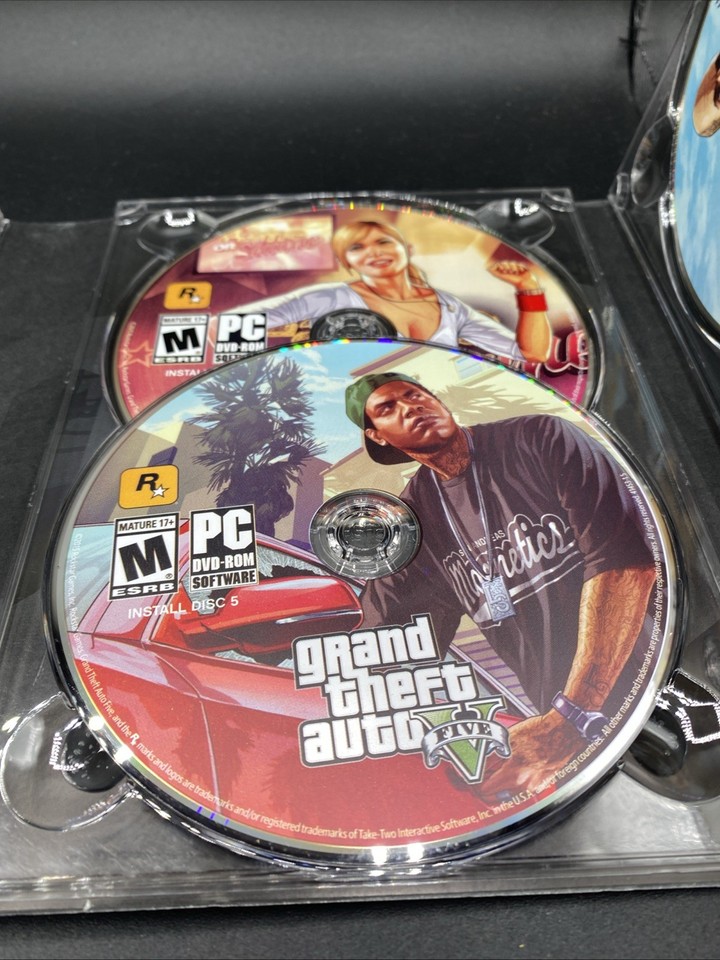 Grand Theft Auto V Five GTA FIVE for PC DVD-ROM 7 Discs Complete ...
