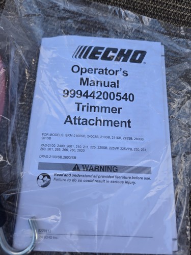 ECHO Trimmer Attachment Owners Manual Model 99944200540/ Bin 82 | eBay