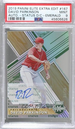 2019 Elite Extra Edition Status Emerald Die-Cut /25 David Parkinson PSA ...