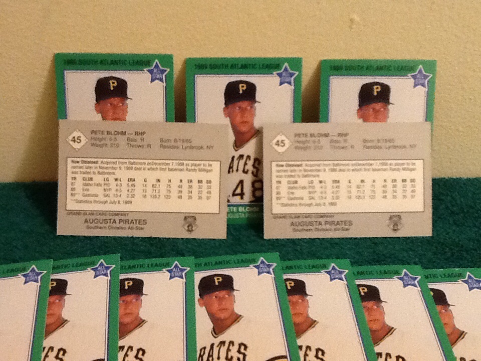 Baseball Card Lot of 25 Pete Blohm, 1989 Augusta Pirates, GA MiLB ...