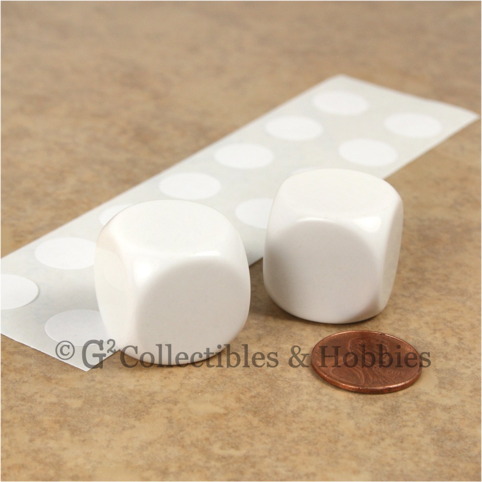 NEW 2 Jumbo 22mm White Blank Rounded Edge Dice Six Sided D&D RPG Large ...