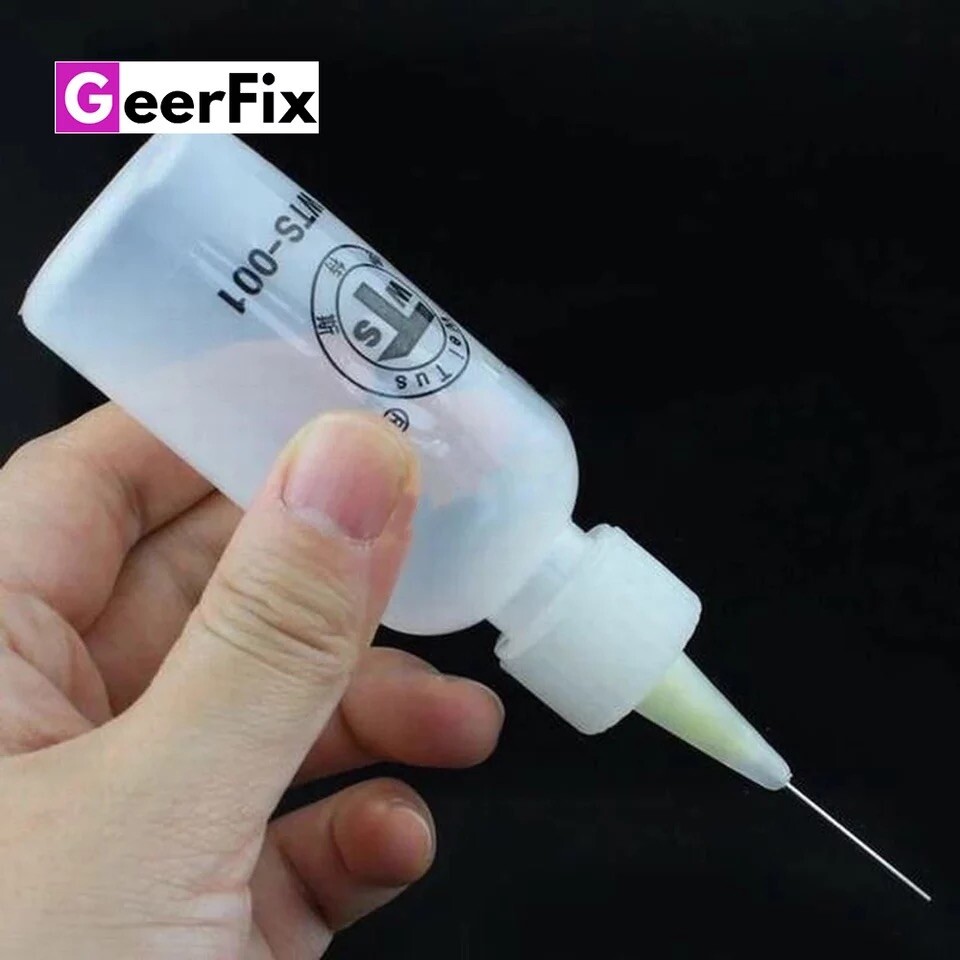 2 Two 50ml bottles needle tip dispenser for Flux Alcohol Mobile phone ...