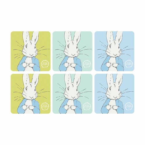 Stow Green Set of 6 Peter Rabbit Contemporary Cork Backed Coasters ...