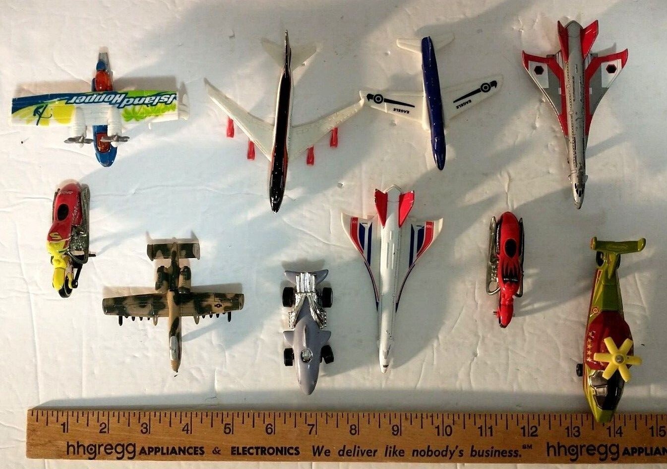 Lot of 10 assorted die cast and plastic toy planes, Jets & Motorcycle ...