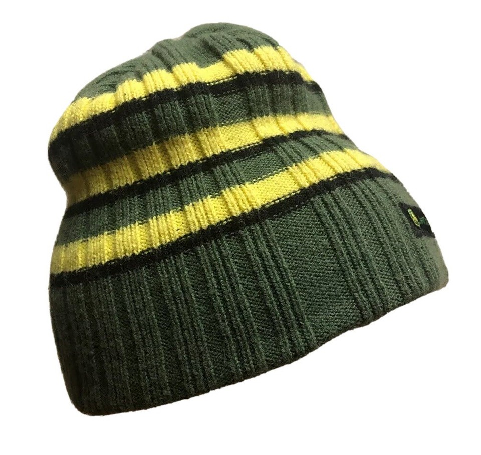 John Deere Beanie Cable Knit Cap Hat 100% Acrylic Green & Yellow ...