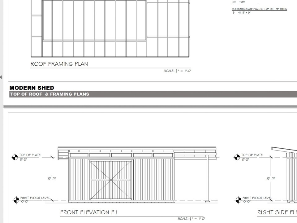 Modern Shed Plans - 8x20 - 55 Page Step-by-Step DIY Build Guide ...