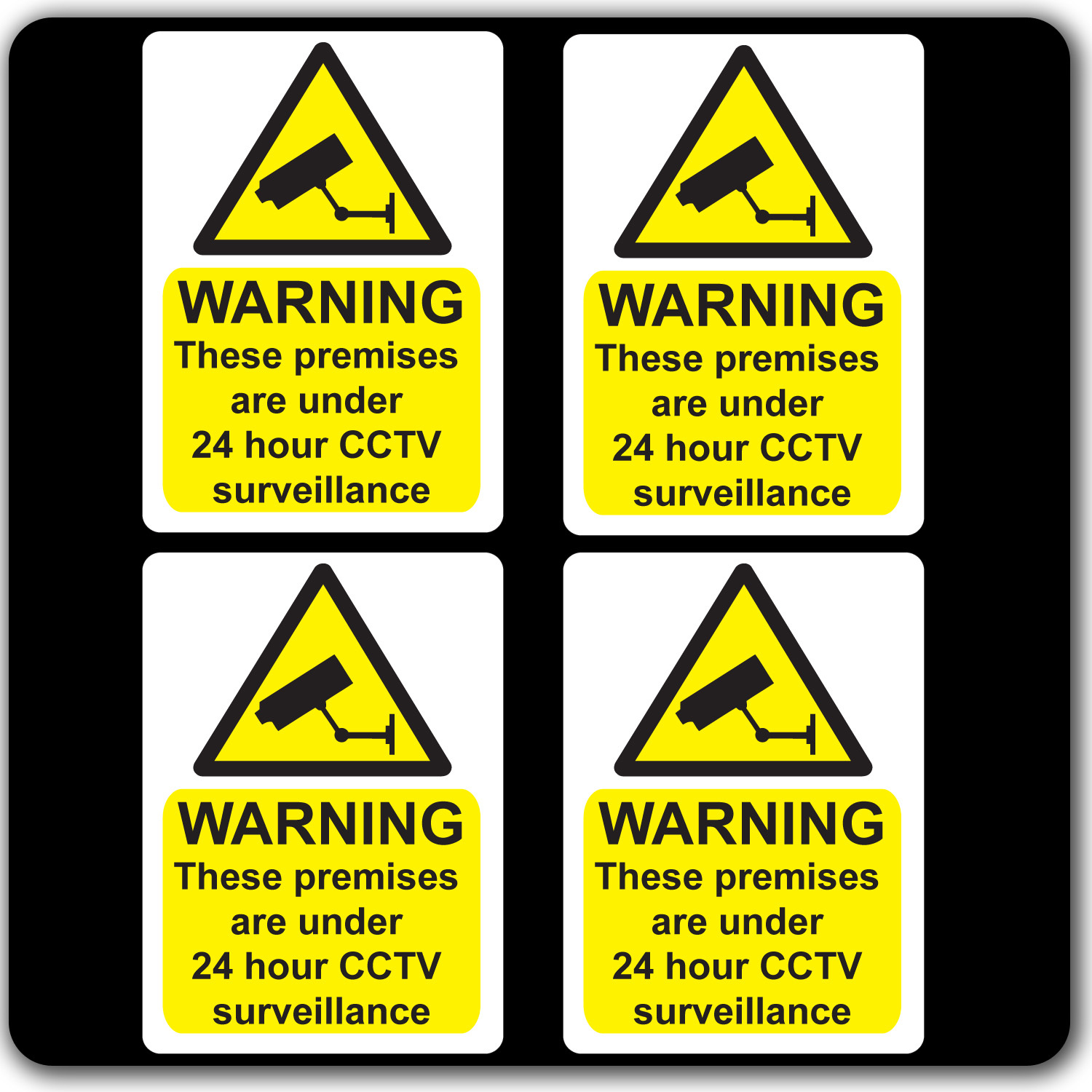 Pack of 4 CCTV 24hr Surveillance Warning Stickers Sign - Car Taxi Home ...
