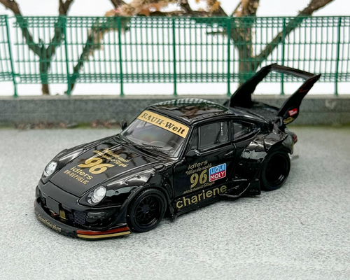 SW 1:64 Black RWB 911 Charlene Sports High Spoiler Diecast Metal Model ...