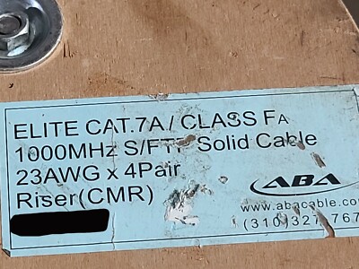 ABA Cable 23/4P Cat7A 1000MHz S/FTP Shielded Riser Network Cable White ...
