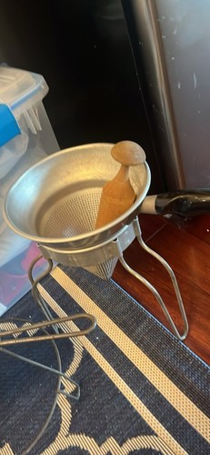 Vintage Wear-Ever Aluminum Cone Colander Strainer With Pestle & Stand ...