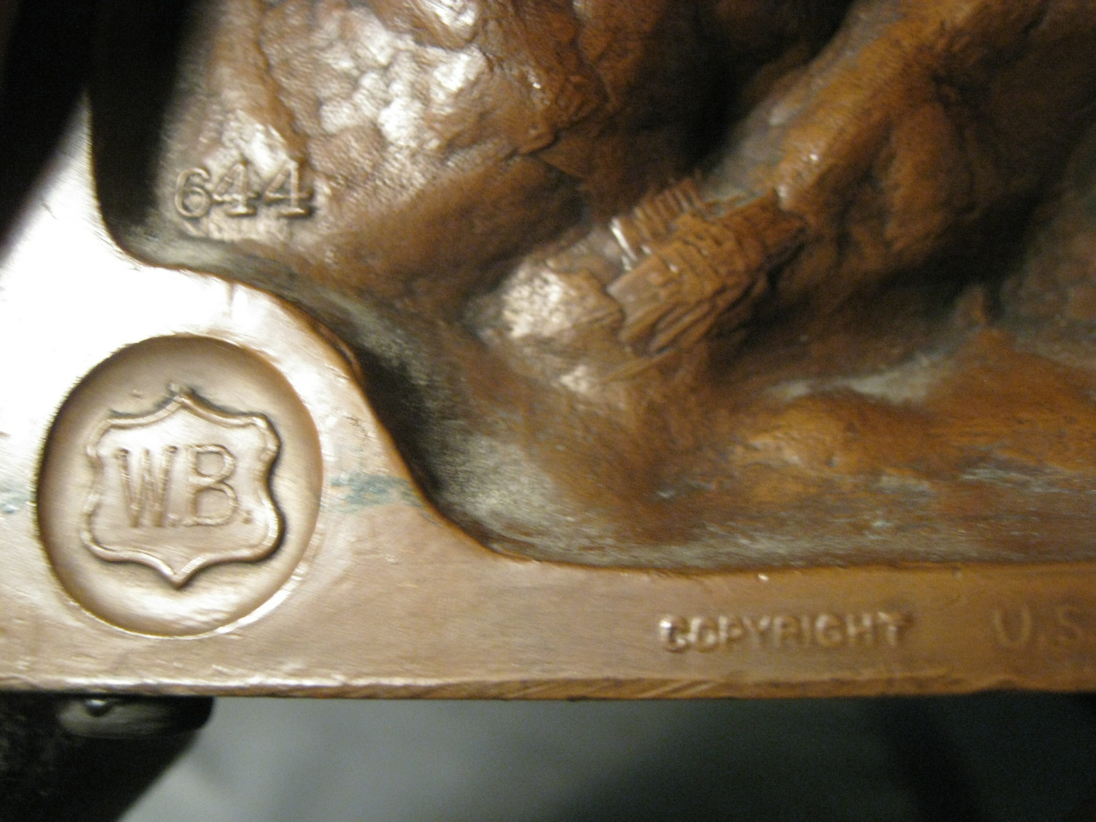 ANTIQUE USA INDIAN BOY BOW ARROW HUNTING DEER ANTLER ART STATUE BRONZE ...