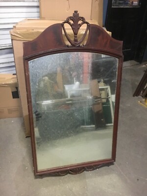 c1940 classic American Art Deco style mirror mahogany frame 45.5” h x ...