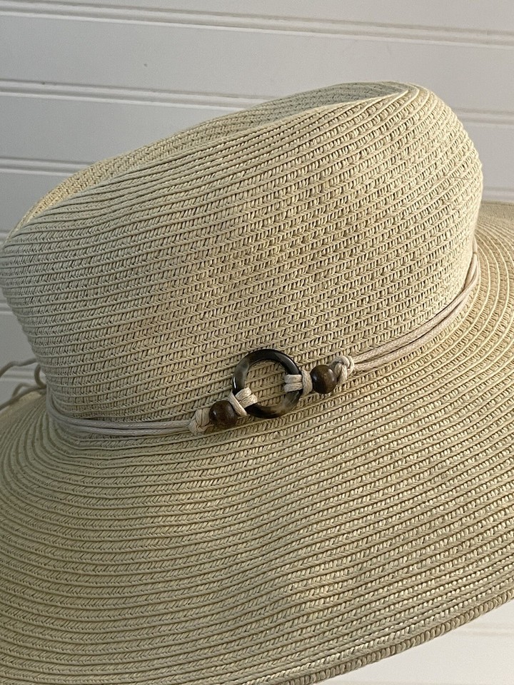 Croft & Barr Women’s Hat Outdoor Beach Paper Straw Sun Protection Beige ...