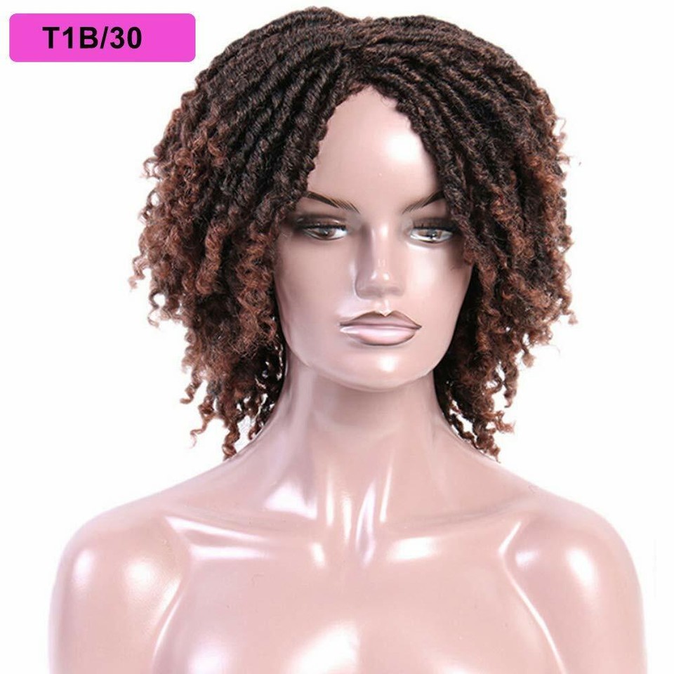 Dreadlock Wig Mixed Brown Short Twist Wigs for Black Women Afro Curly ...