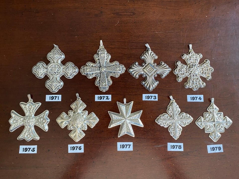 Vintage Sterling Silver Christmas Cross Ornaments by Reed and Barton ...