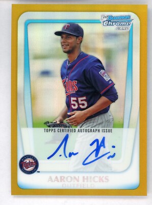 Aaron Hicks 2011 Bowman Chrome Auto Rookie Gold Serial #d 31/50 ...